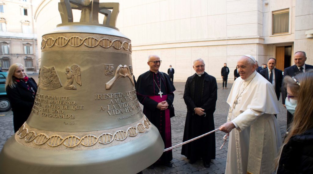 Pope blesses bells that peal proclamation of sacredness of life