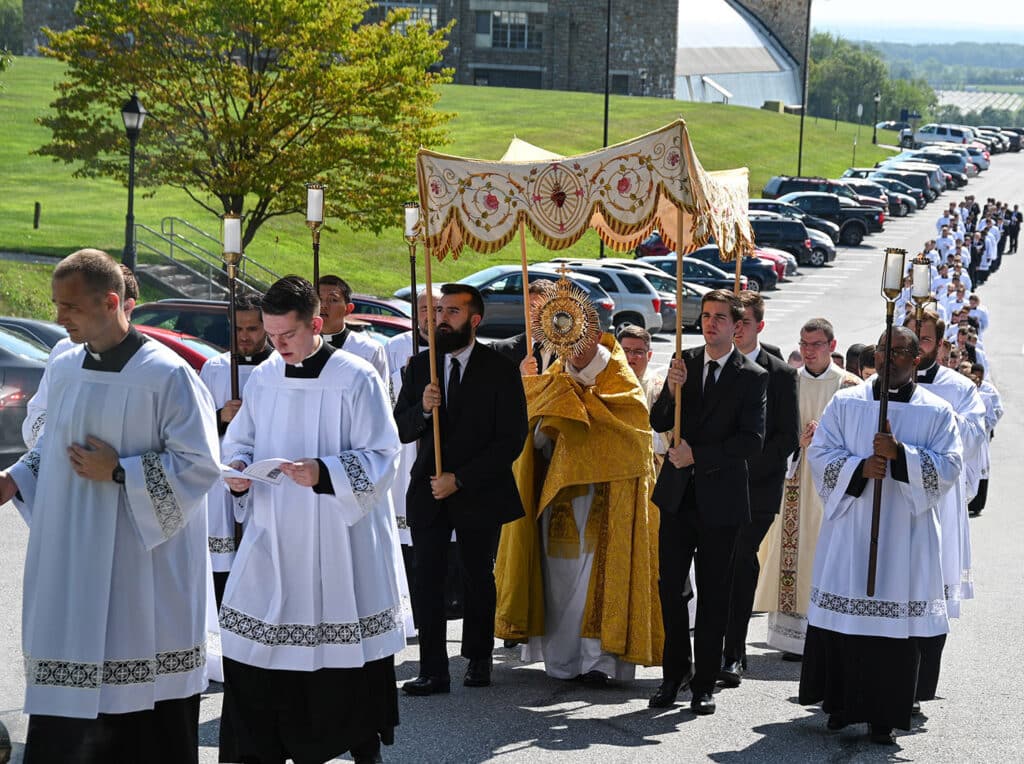 A Eucharistic procession and 'the rock' of the Church