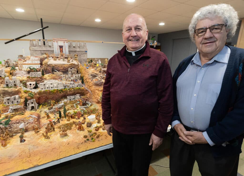 Bustling Bethlehem and Nativity depicted in elegant diorama
